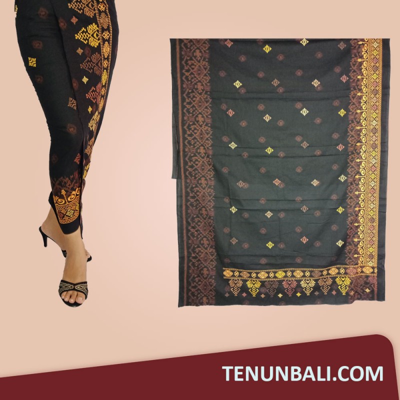 Songket Bordir Motif Jumputan Warna Hitam